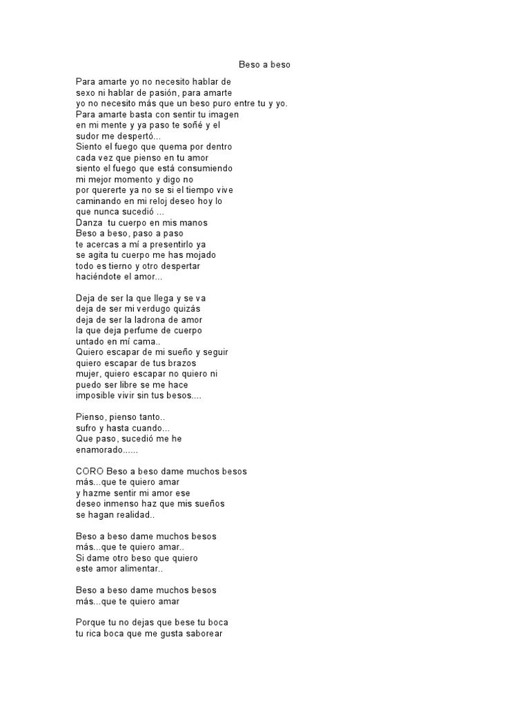 Beso a Beso: Poema de Amor | PDF