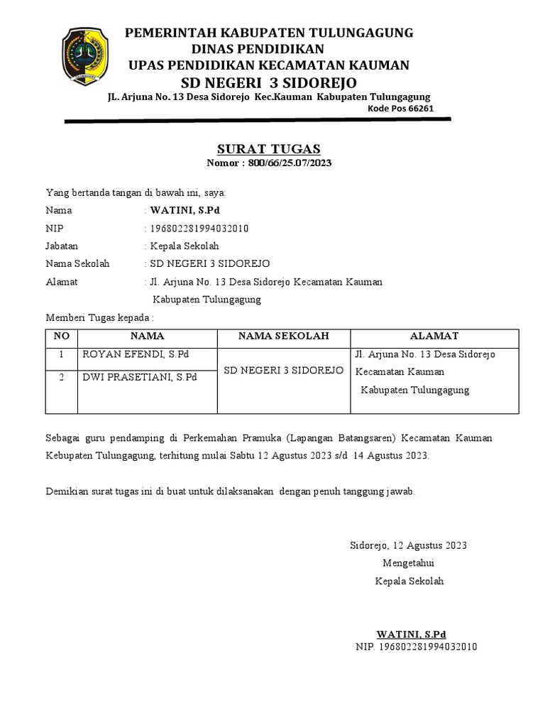 SURAT TUGAS Pramuka | PDF