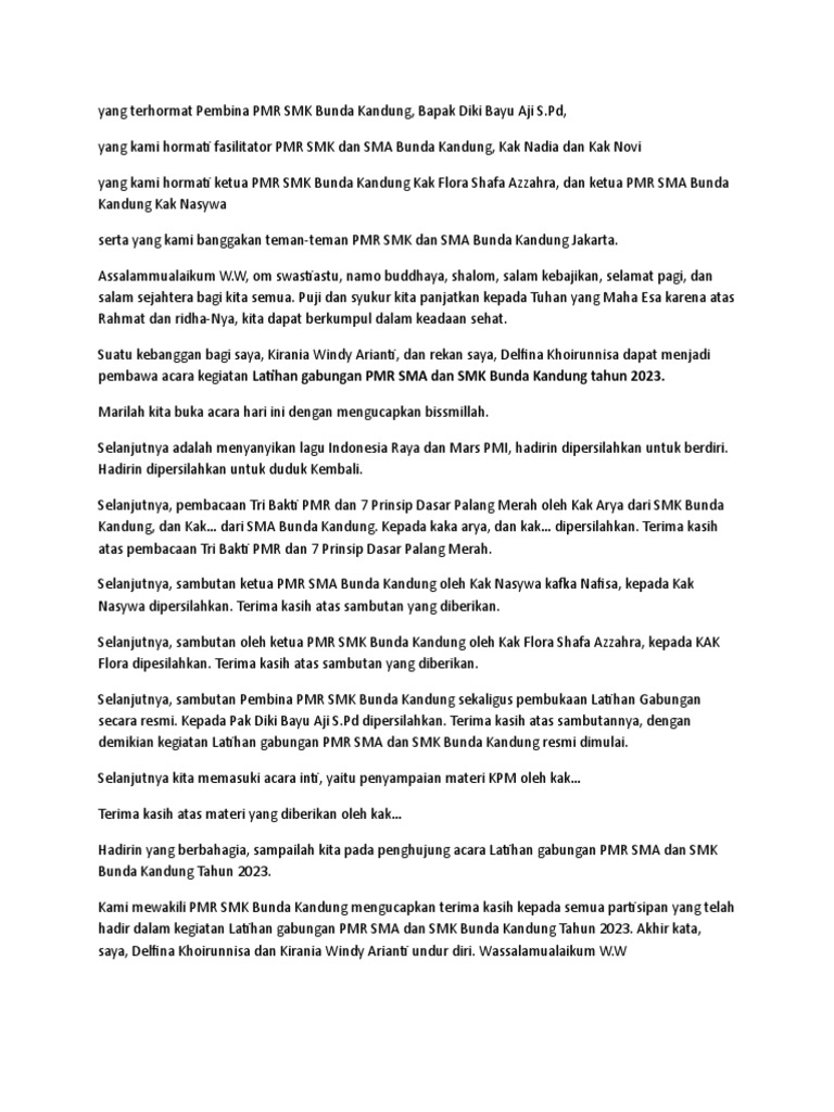 Teks MC Formal Kegiatan PMR | PDF