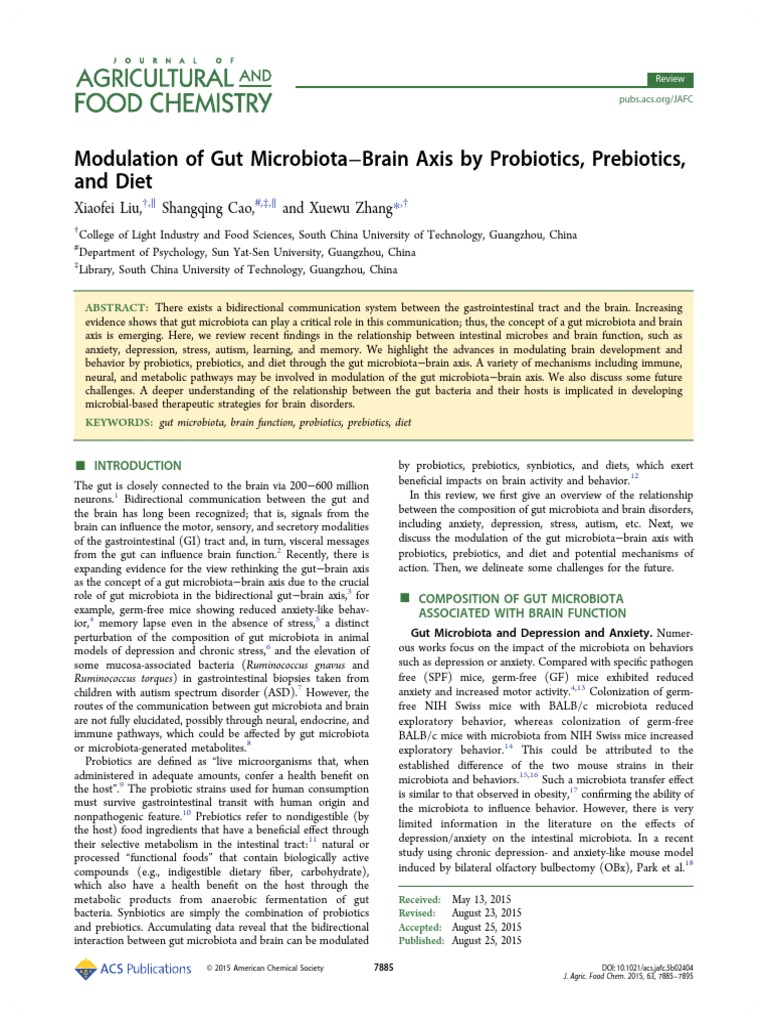 Modulation of Gut Microbiota Brain Axis by Probiotics, Prebiotics, and ...