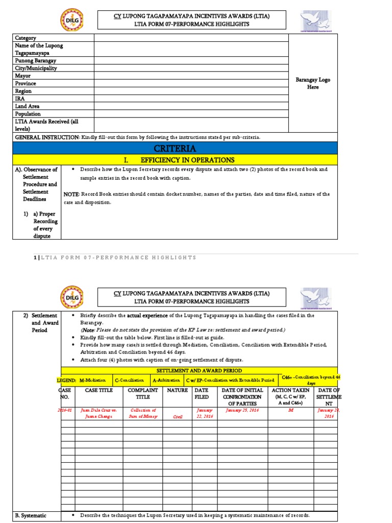 FORM 7 Performance Highlights | PDF | Justice | Crime & Violence
