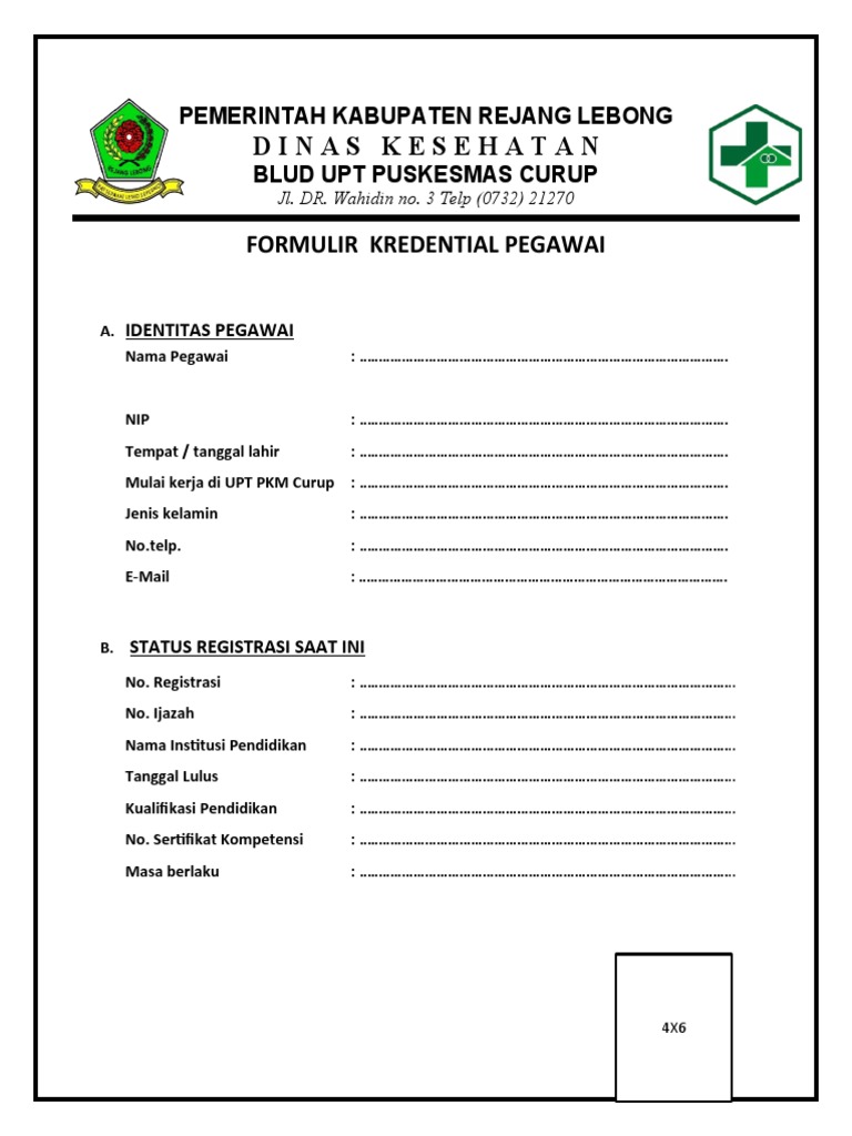 Form Kredensial Pegawai | PDF