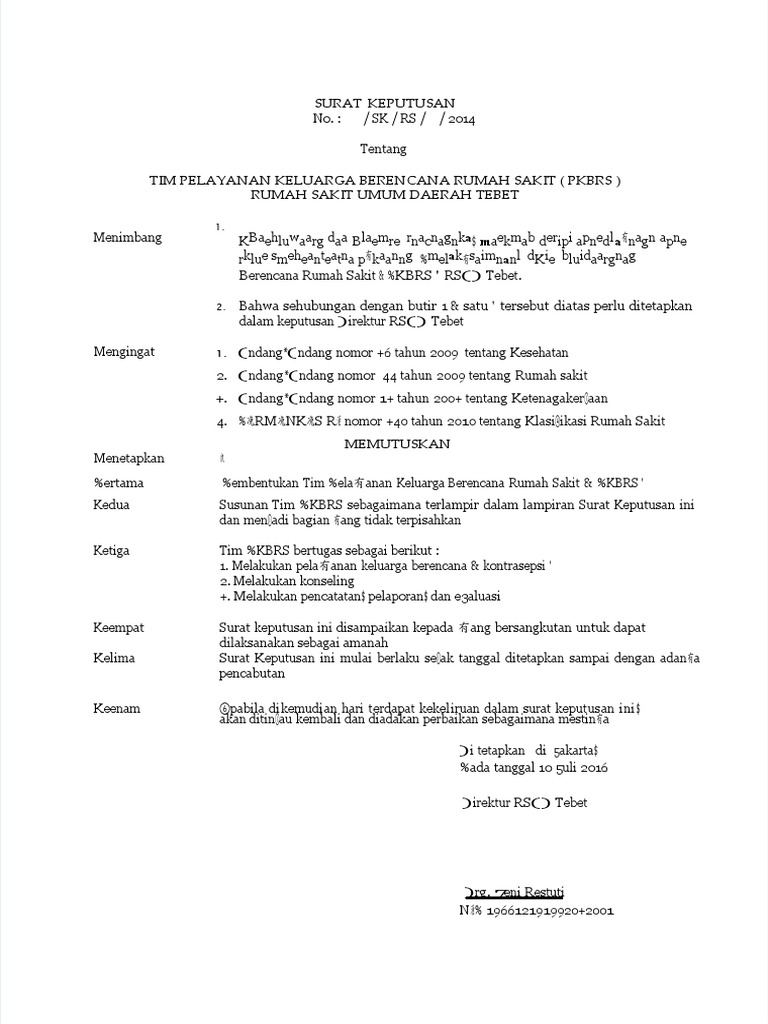 CONTOH SK TIM PKBRS _034126 | PDF