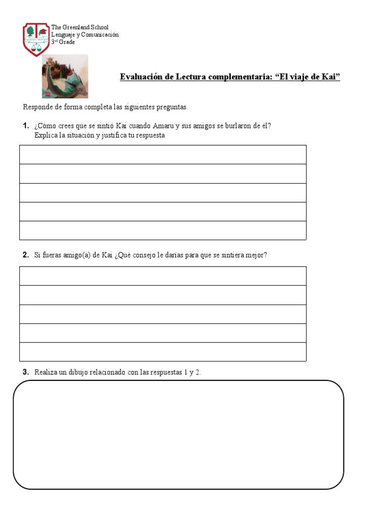 3_Evaluación de Lectura complementaria El viaje de Kai | PDF
