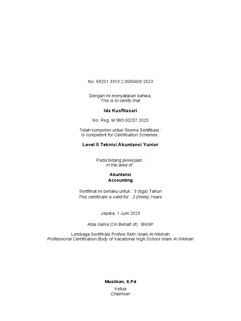 Sertifikat LSP | PDF