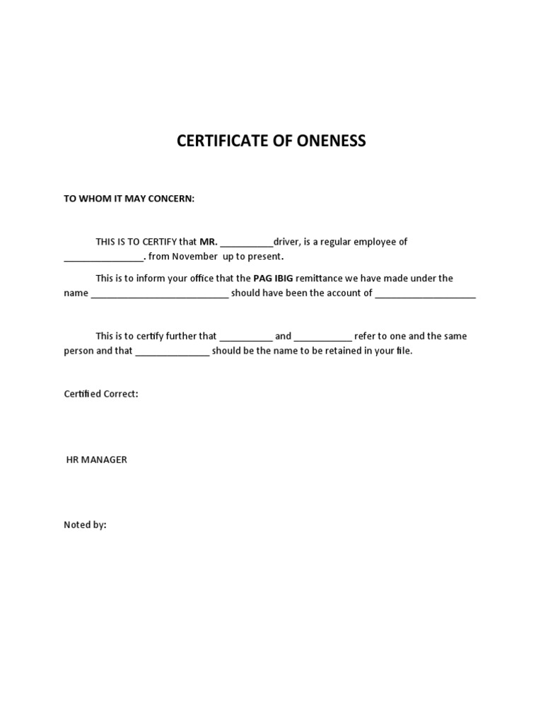 Certificate of Oneness | PDF