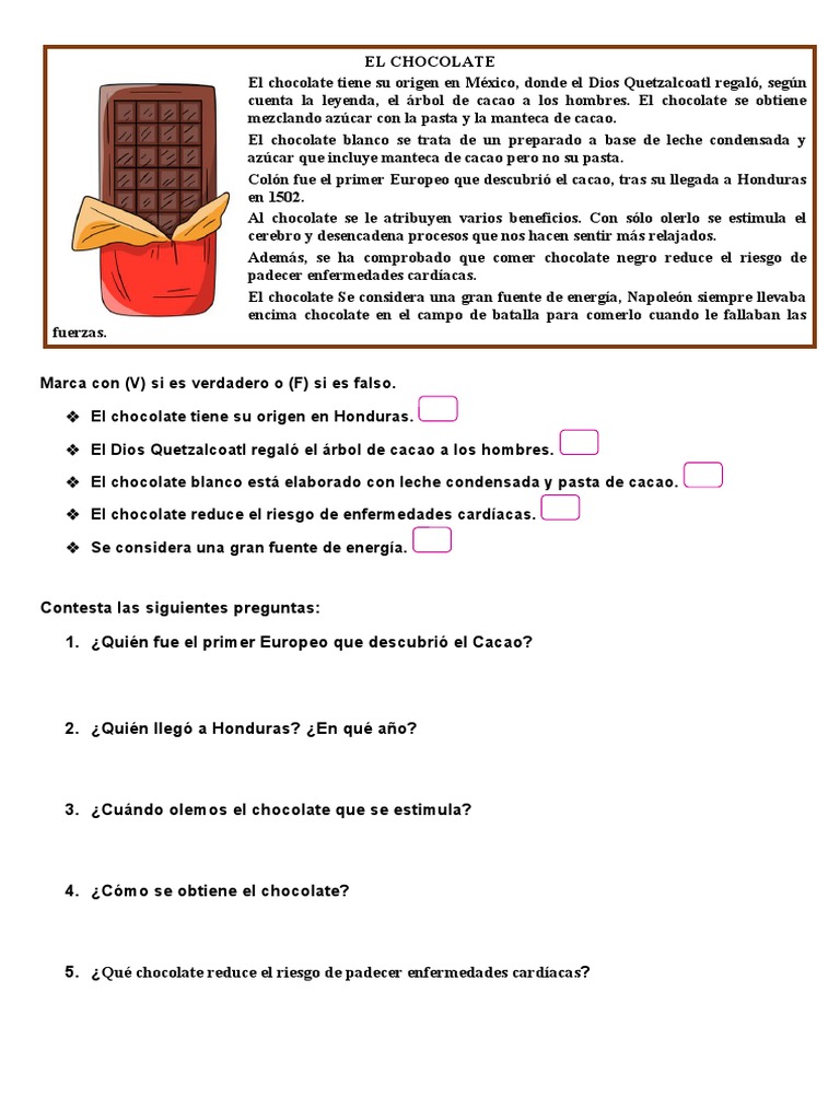 El Chocolate Lectura | PDF | Chocolate | Cocina mexicana