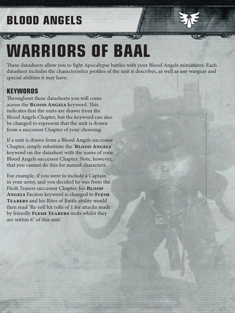 Apoc Datasheet Blood Angels Web | PDF | Infantry | Firearms