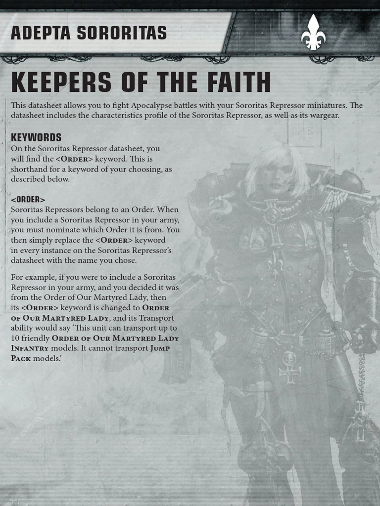 Apoc Datasheet FW Adepta Sororitas Web | PDF