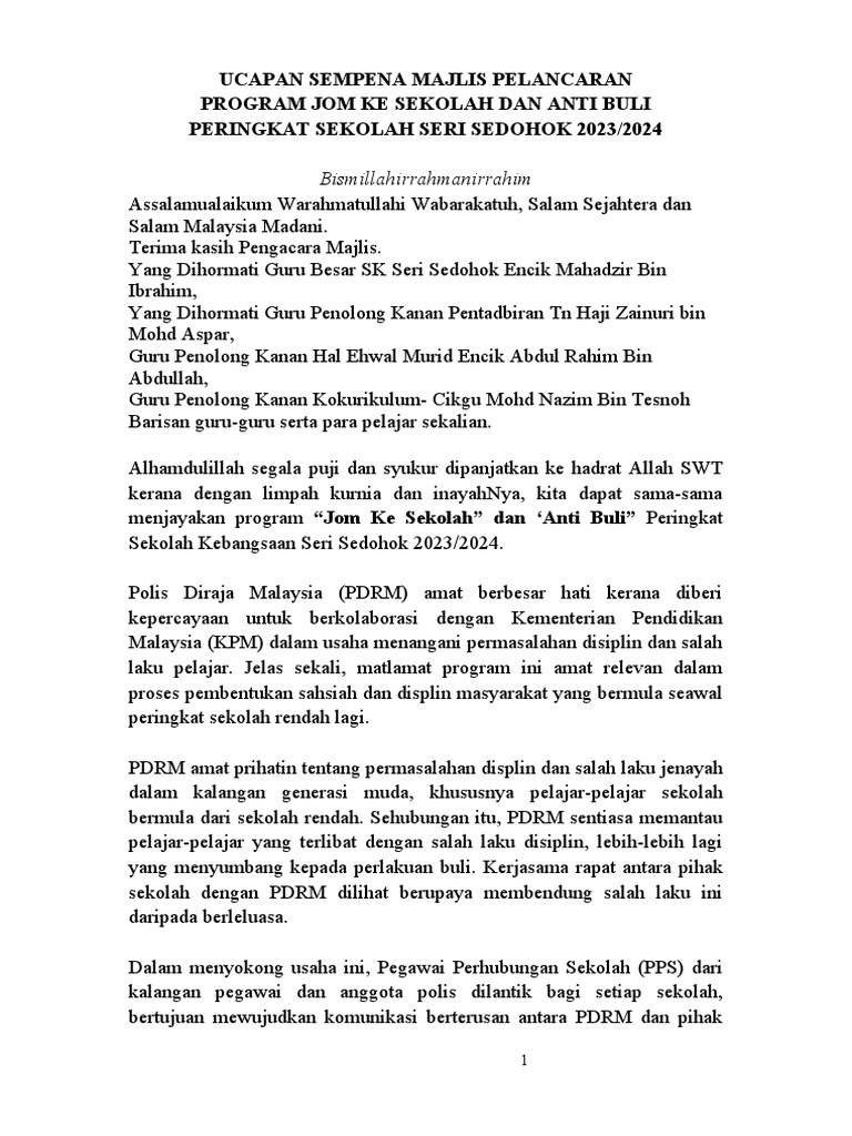 Teks Ucapan K Polis | PDF