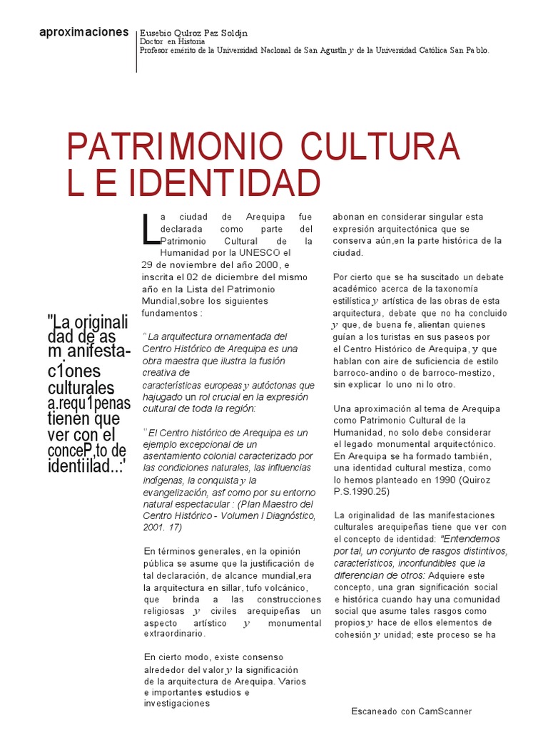 Lectura Patrimonio Cultural e Identidad | PDF | Patrimonio cultural