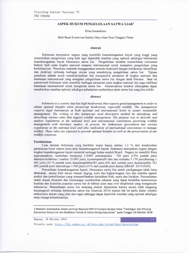 Aspek Hukum Pengelolaan Satwa Liar | PDF
