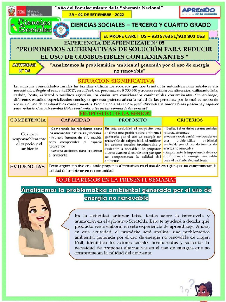 Experiencia de Aprendizaje #05 - Actividad #04 - 3ero y 4to - Sociales - Rural - 00001 | PDF