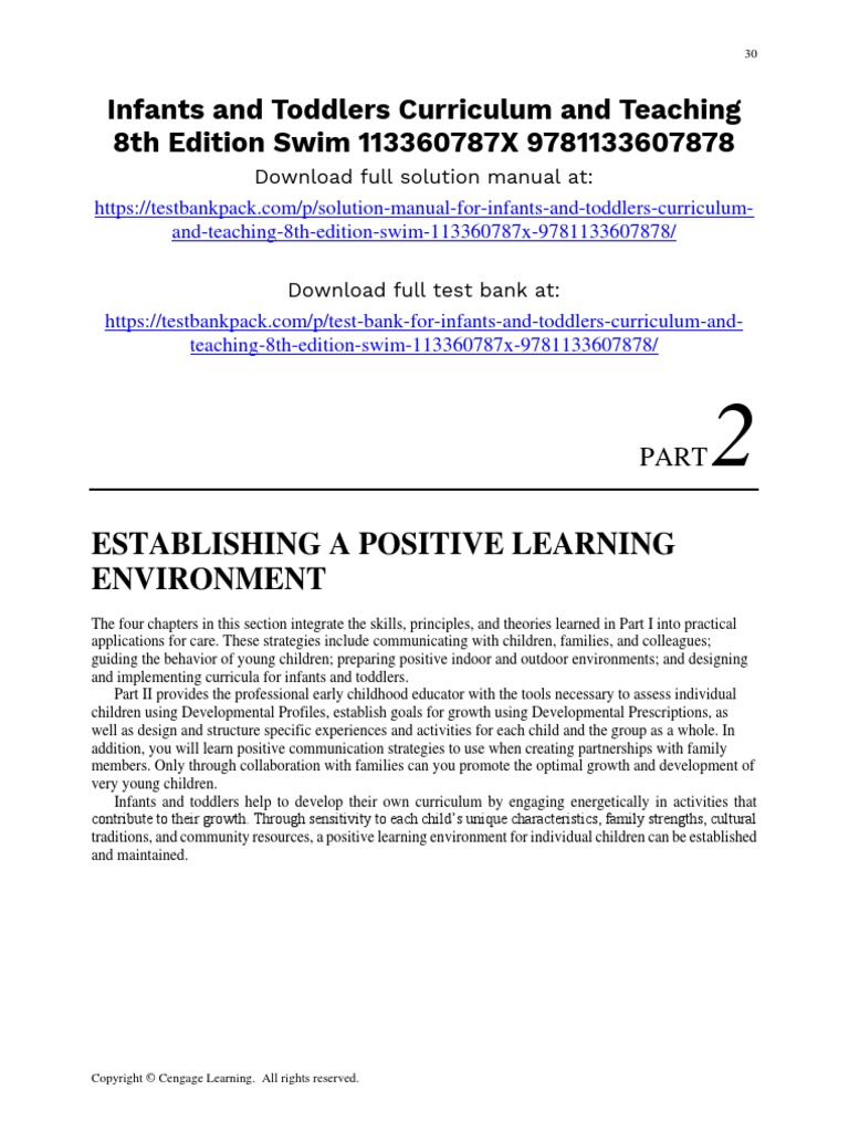 Infants and Toddlers Curriculum and Teaching 8th Edition Terri Swim ...