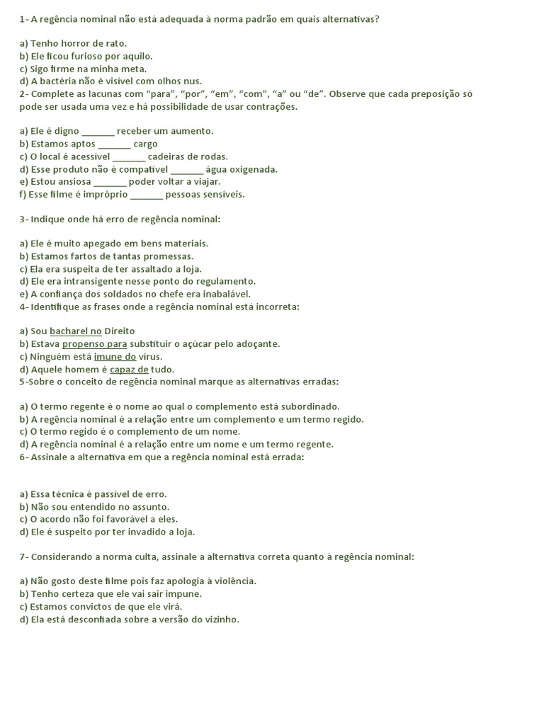 Ativ Regencia Nominal | PDF