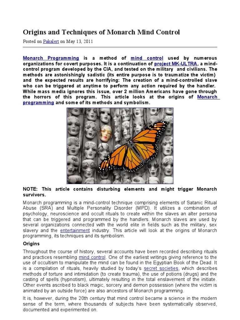 Techniques of Monarch Mind Control | PDF