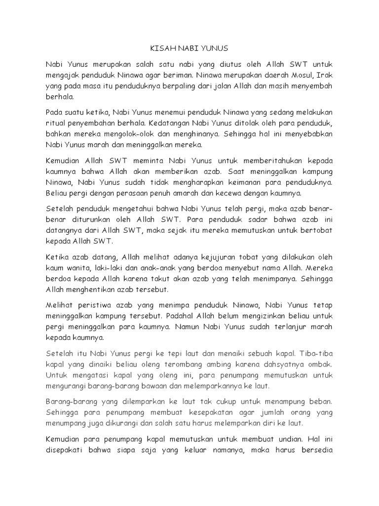Kisah Nabi Yunus | PDF