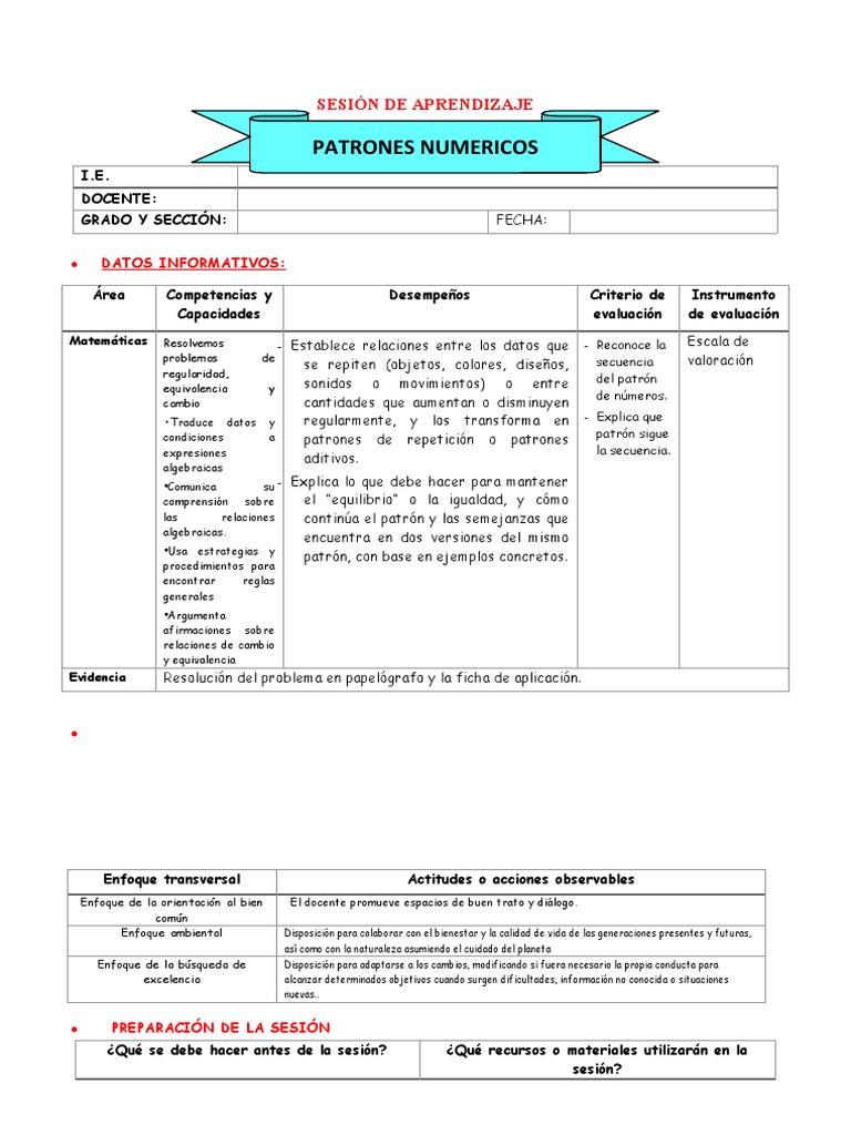 Sesion d4 Mat Patrones Numericos 1 | PDF