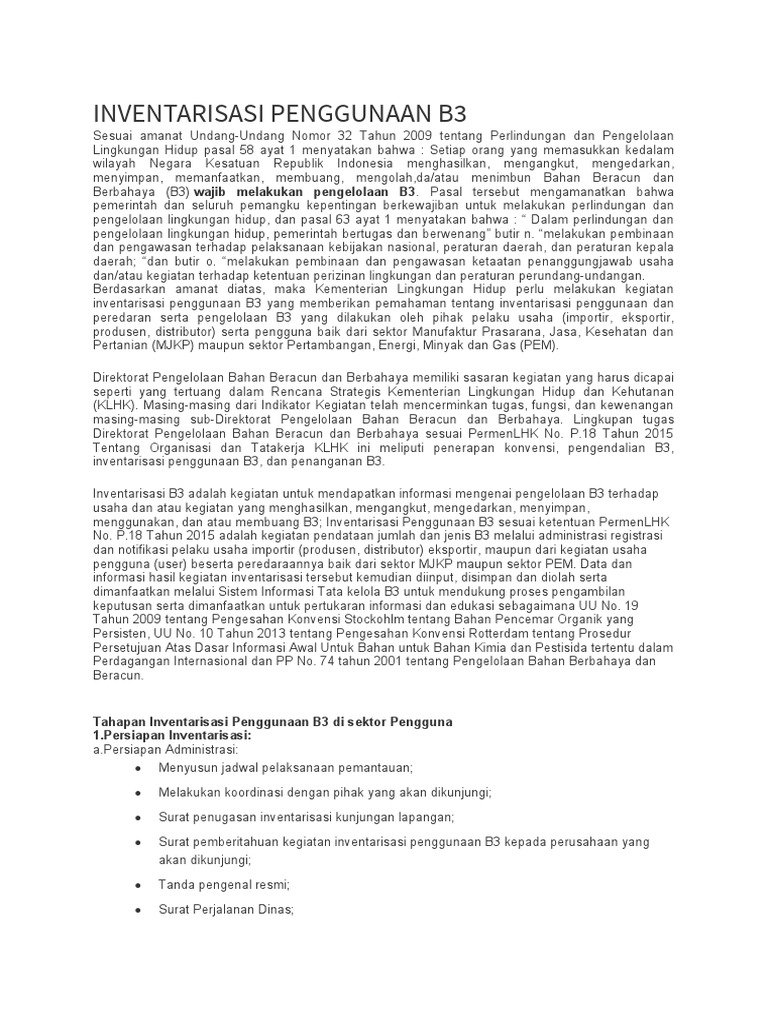 Inventarisasi Penggunaan B3 | PDF
