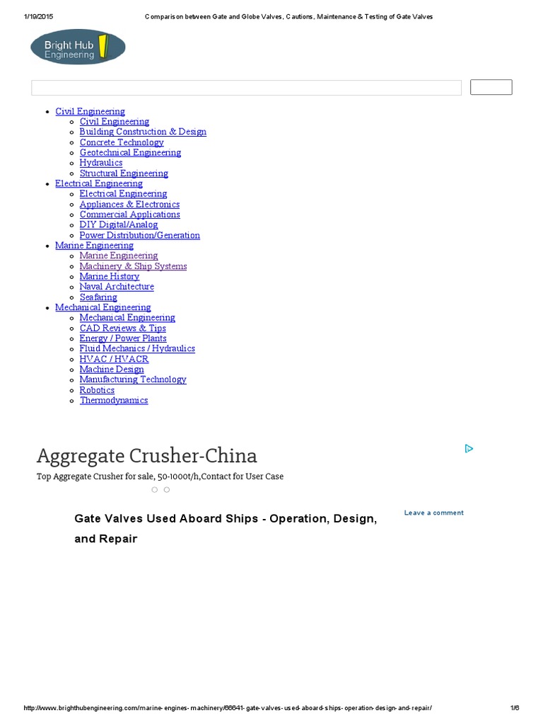 Gate Valves Used Aboard Ships | PDF | Valve | Engineering