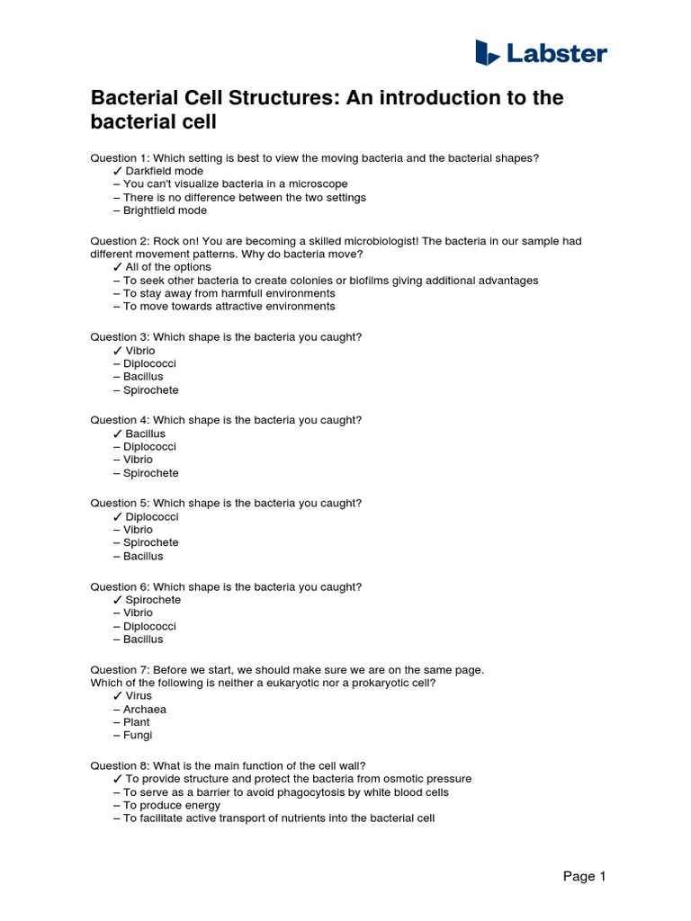 Questions Bacterial Cell Structures An Introduction To The Bacterial Cell | PDF | Bacteria ...