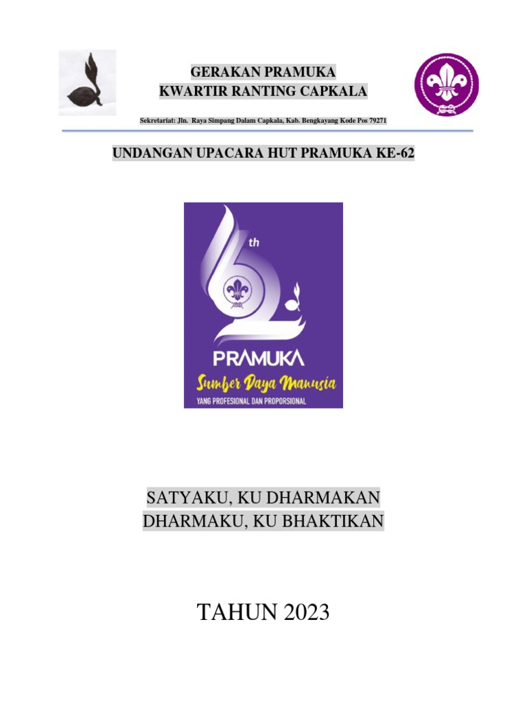 Undangan Upacara HUT Pramuka Ke-62 | PDF | Griya & Taman