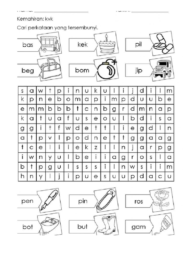 Cari Perkataan Tersembunyi KVK | PDF