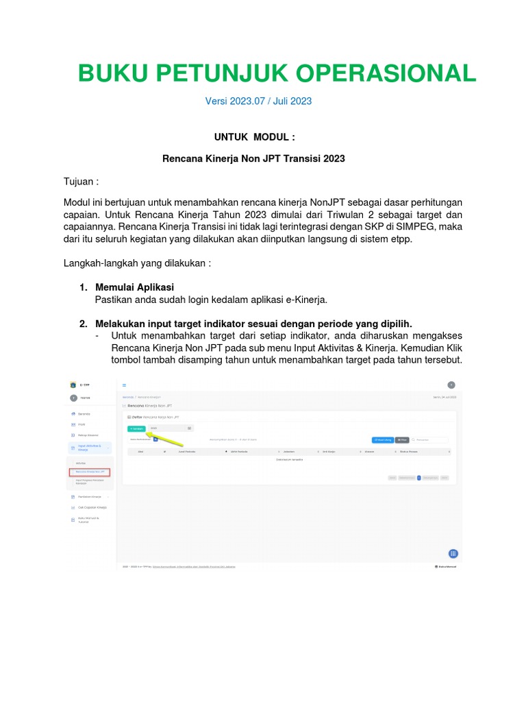 Rencana Kinerja Non JPT 2023 | PDF | Bisnis