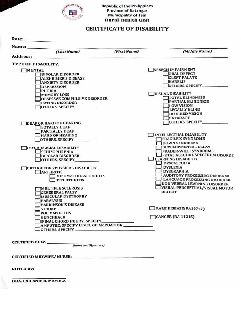 PWD Form | PDF