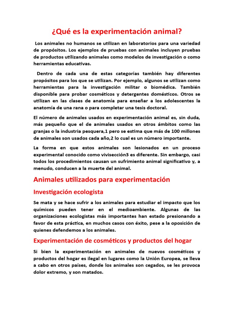 Qué Es La Experimentación Animal | PDF