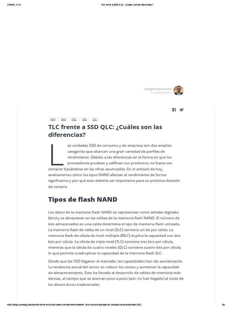 TLC Frente A SSD QLC - ¿Cuáles Son Las Diferencias | PDF | Unidad de estado sólido | Memoria flash