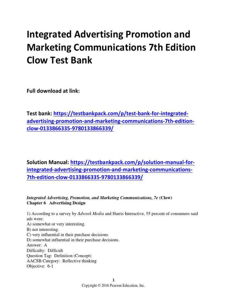 Integrated Advertising Promotion and Marketing Communications 7th ...
