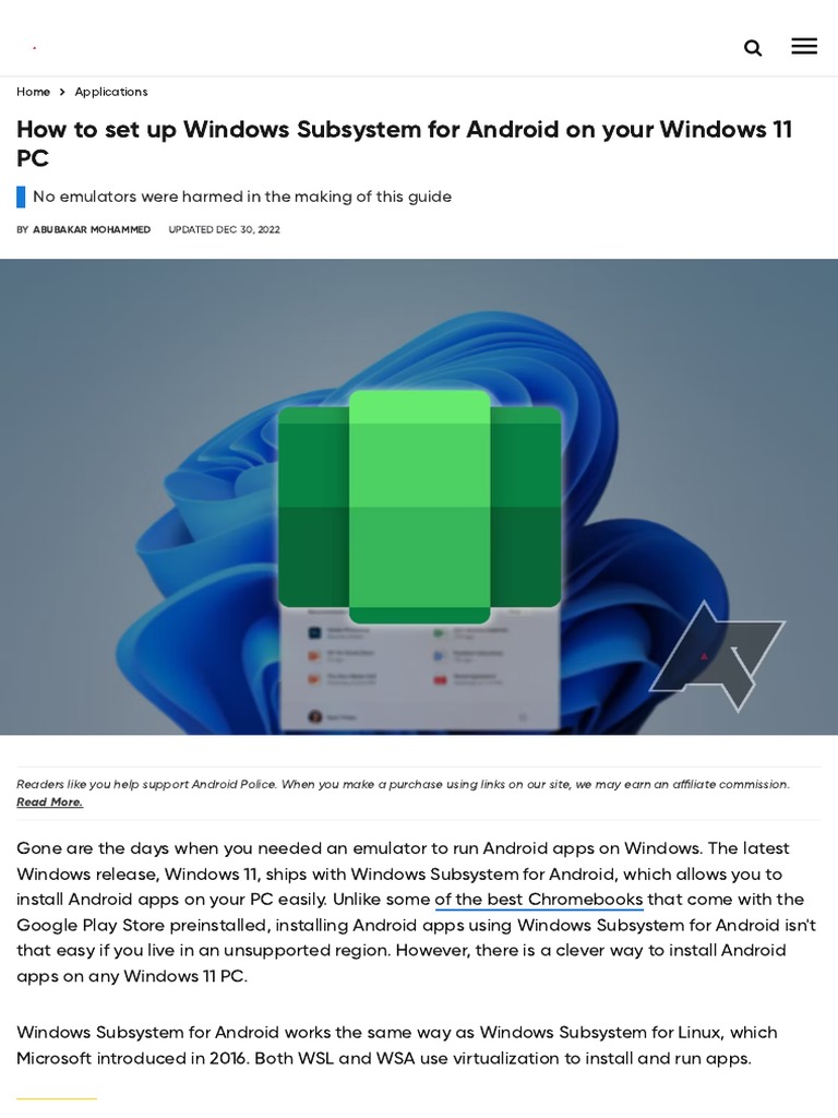 How To Set Up Windows Subsystem For Android On Your Windows 11 PC | PDF | Android (Operating ...