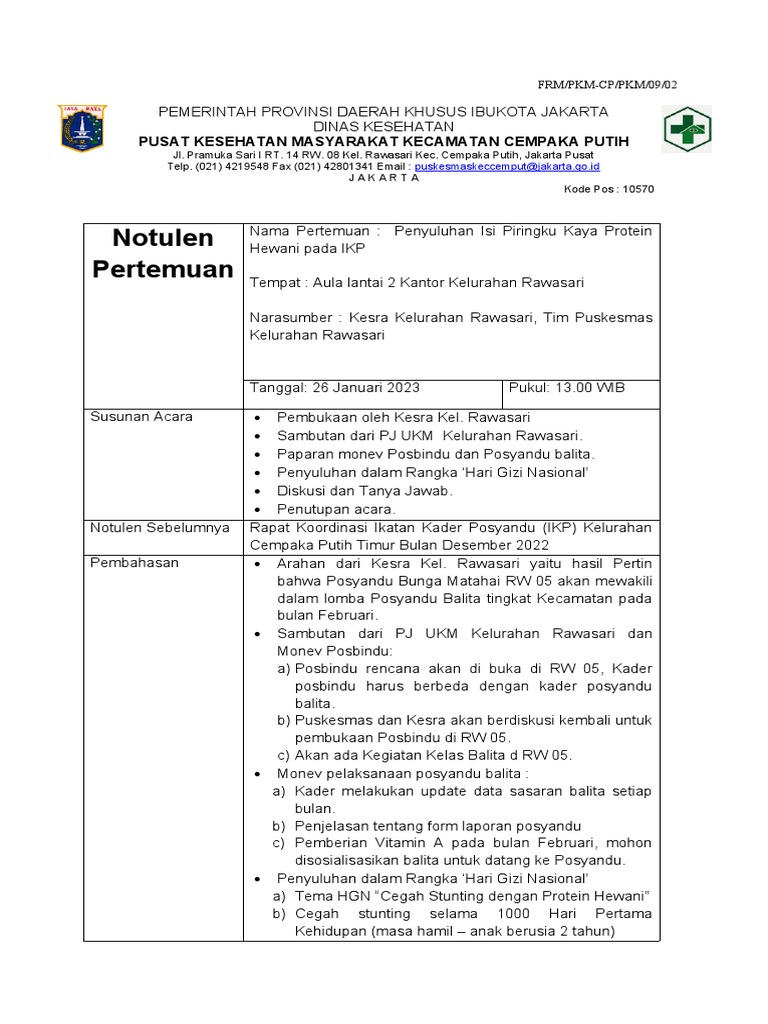 Daun RWS Stunting - Ok Pdca Jan | PDF