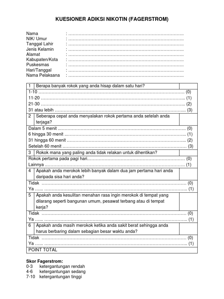 Kuesioner Adiksi Nikotin | PDF