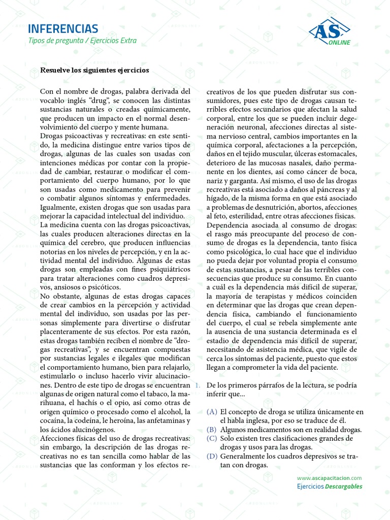 Inferencias | PDF | Drogas | La dependencia de sustancias