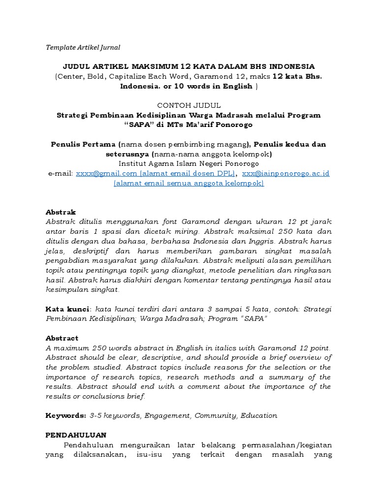 Template Artikel Jurnal Magang-FTIK | PDF | Seni | Sains & Matematika