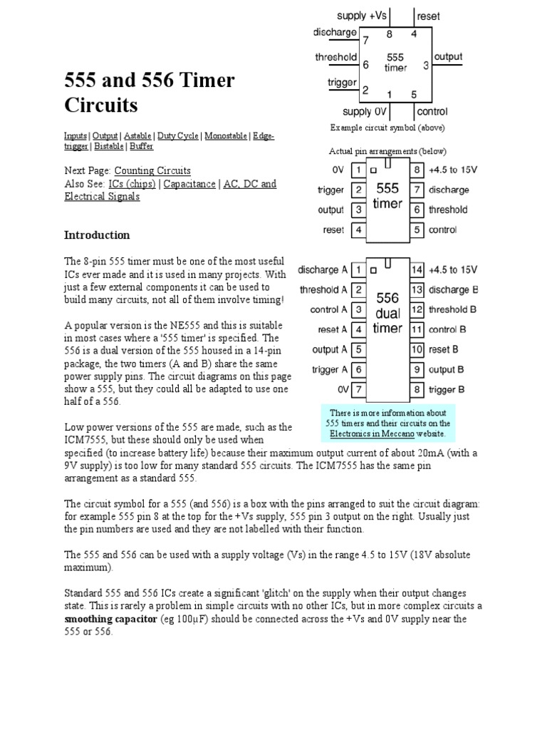 555 and 556 Timer Circuits | PDF