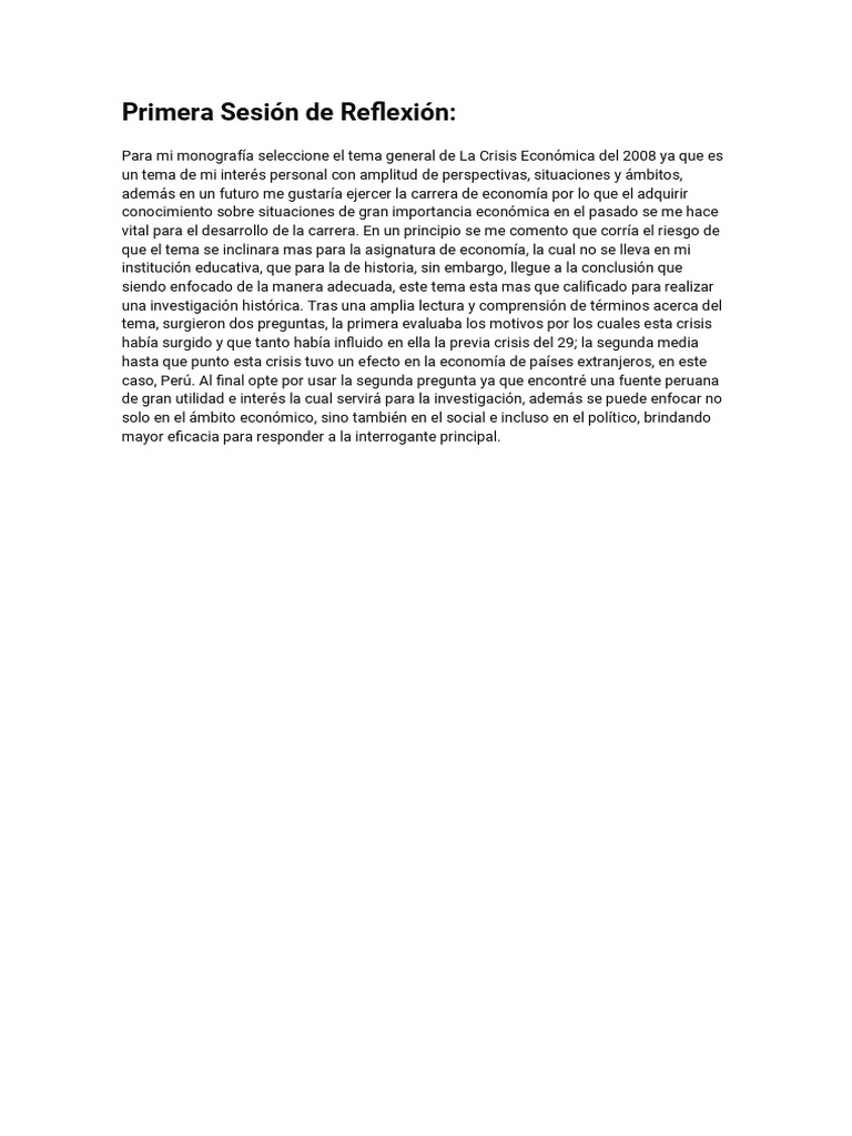 Primera Sesión de Reflexión | PDF
