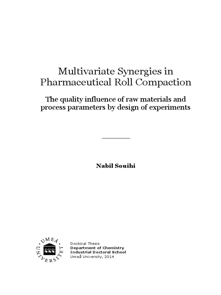 Roller Compaction | PDF | Tablet (Pharmacy) | Chemometrics