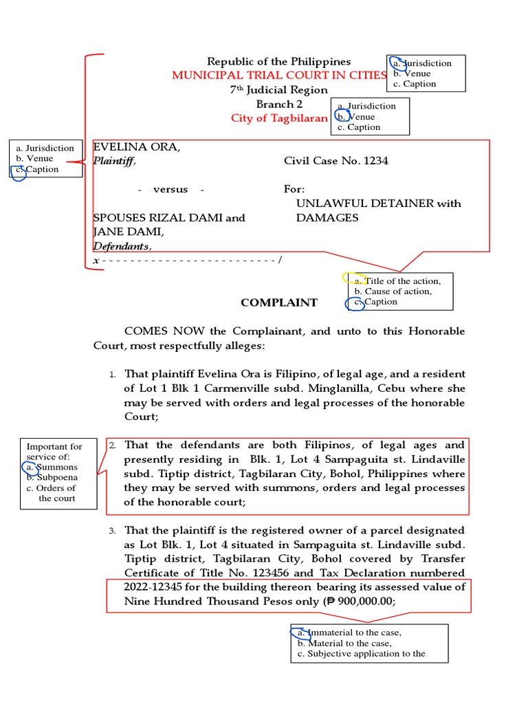 Ejectment Complaint Answered | PDF