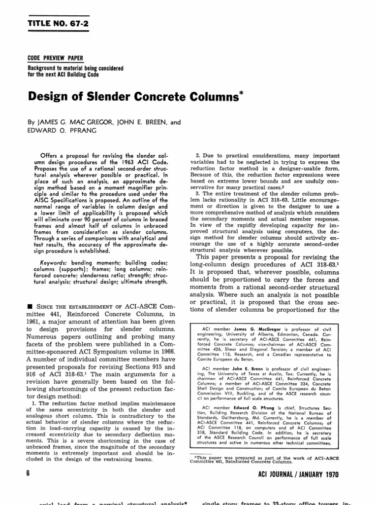 MacGregor Slender Columns ACI ASCE | PDF