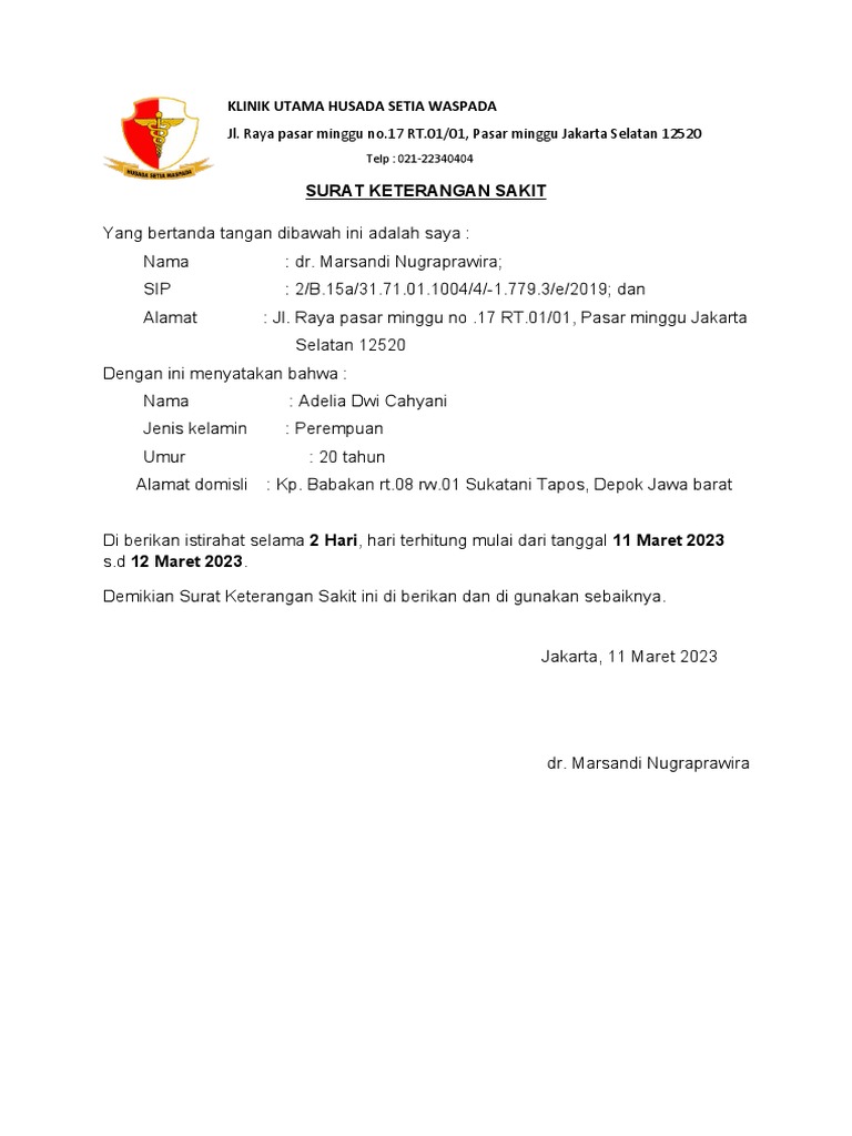 Surat Keterangan Sakit | PDF