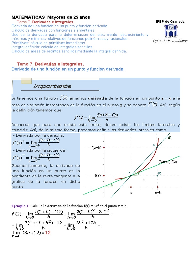 Tema 7 Derivadas e Integrales | PDF