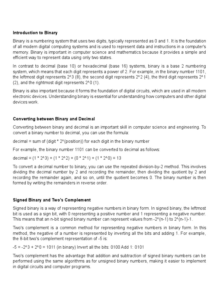Introduction To Binary | PDF