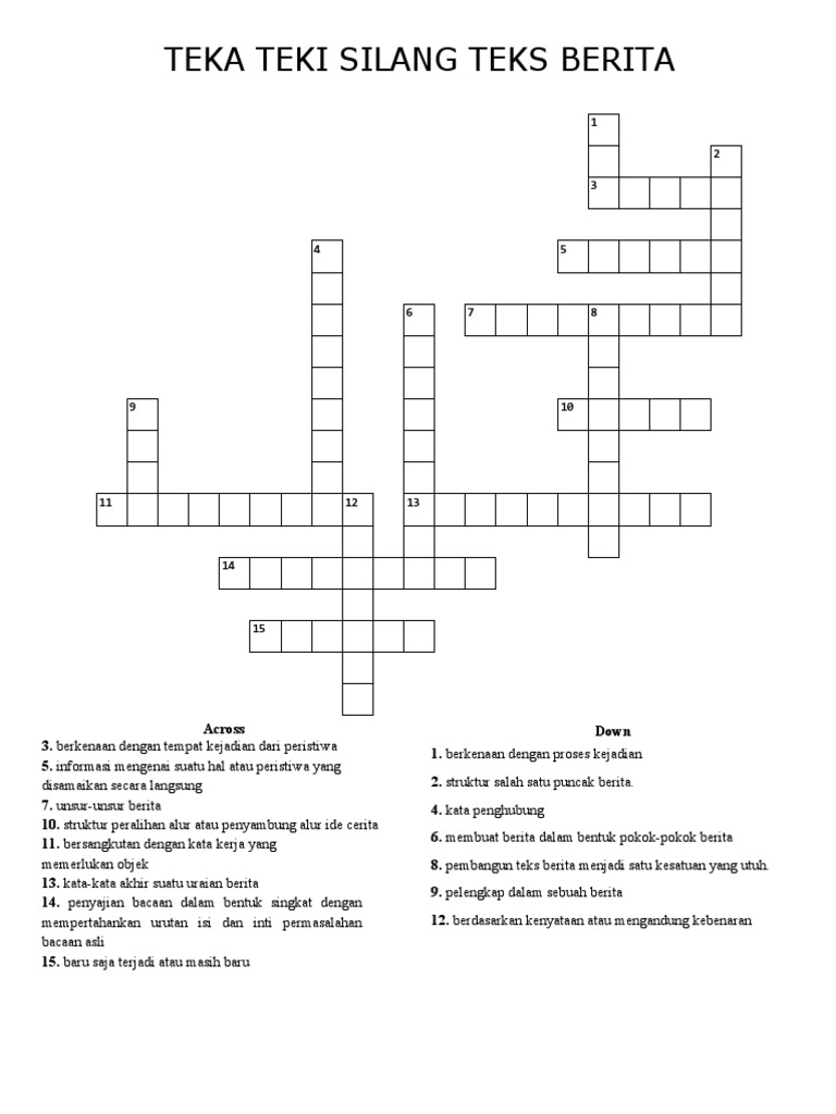 TEKA TEKI SILANG TEKS BERITA - Crossword Labs | PDF