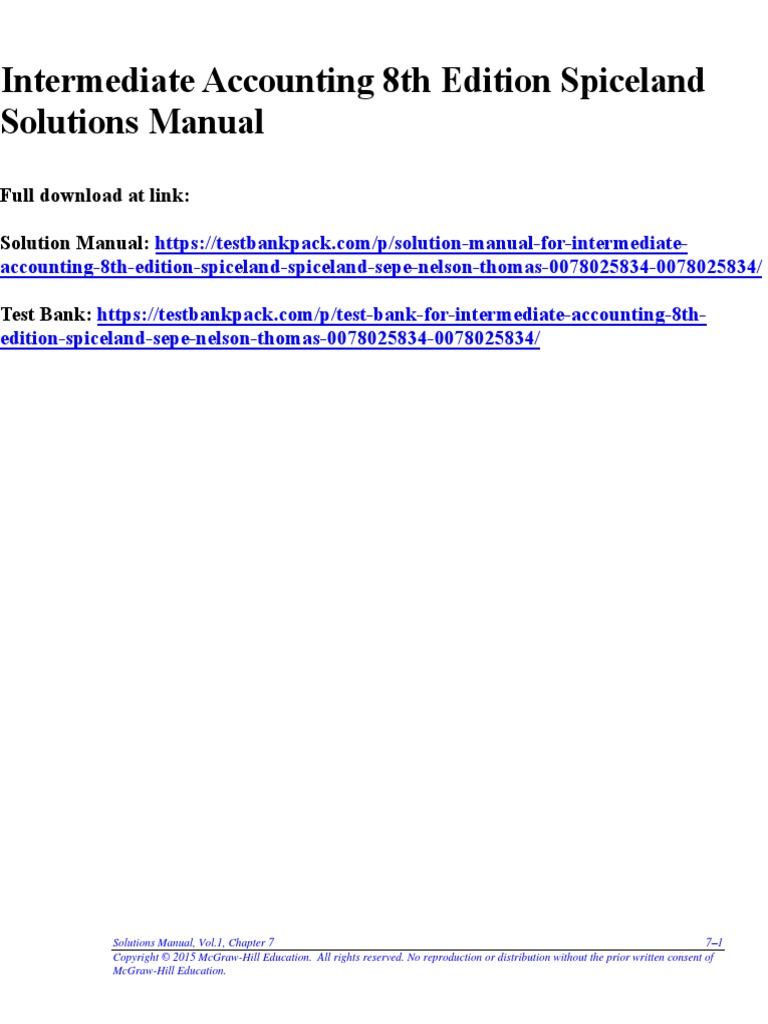 Intermediate Accounting 8th Edition Spiceland Solutions Manual Download