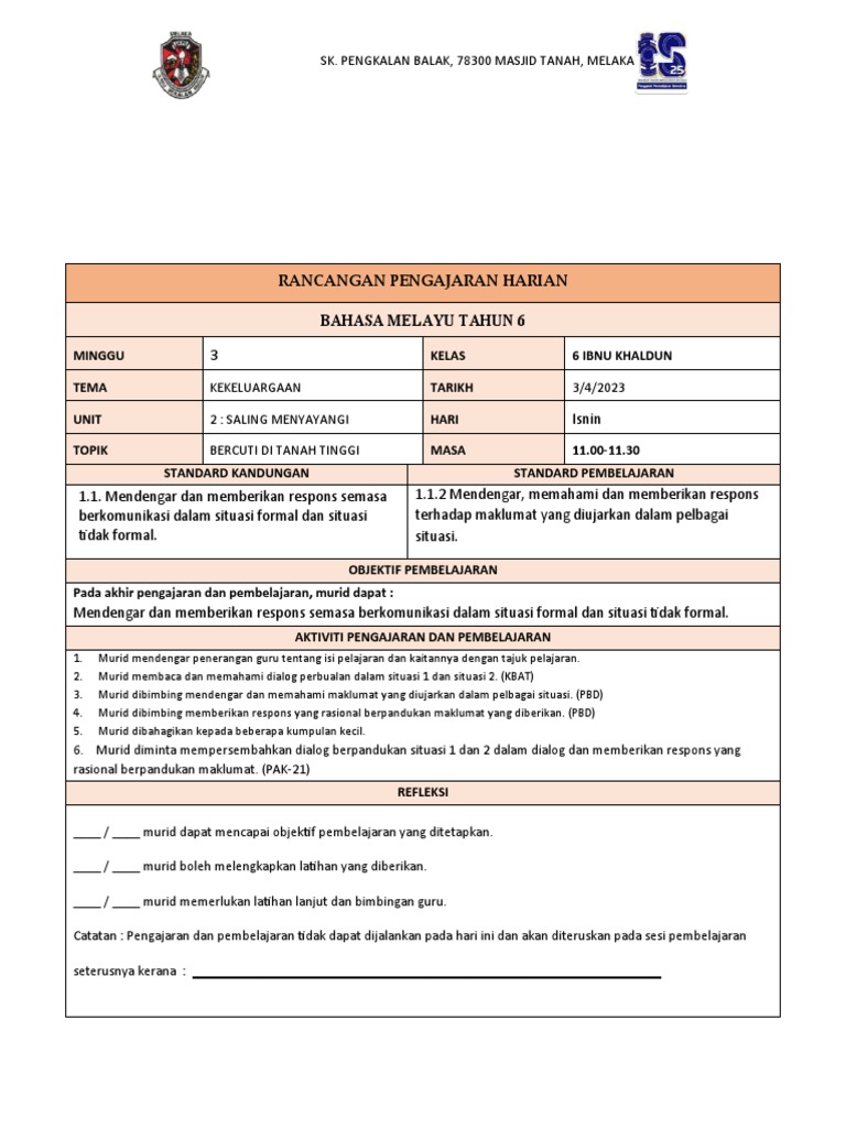 RPH BM Minggu 3 | PDF