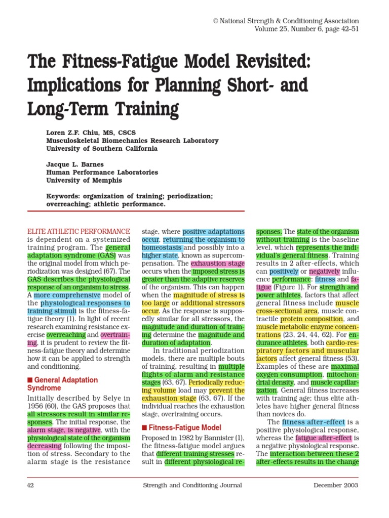 Fitness-Fatigue Model Revisited | PDF | Stress (Biology) | Muscle ...