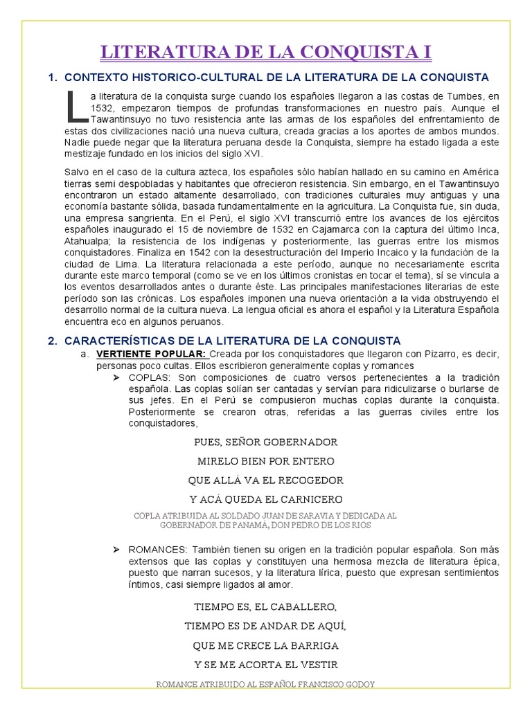 LITERATURA de La Conquista | PDF | Clásicos | Ficción general